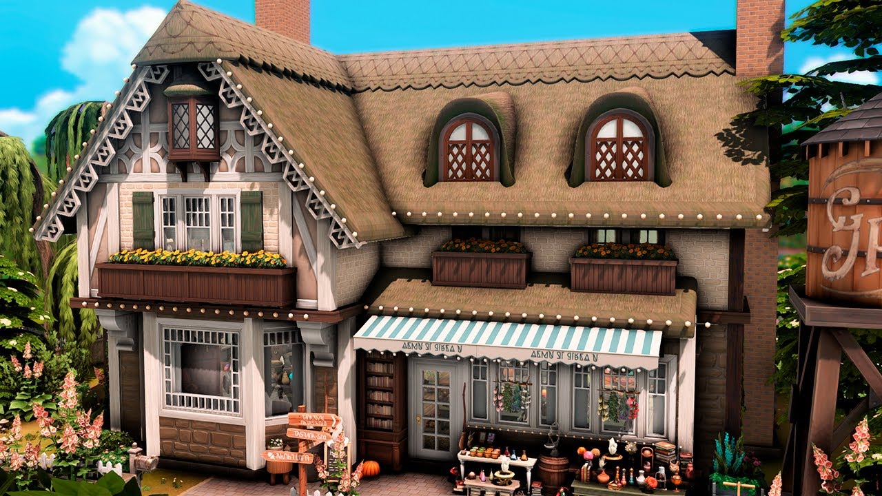 POTIONS STORE + RESIDENTIAL (NO CC) - The Sims 4 Speed Build - YouTube
