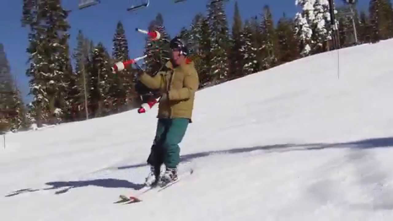 Gordon ski juggling at Boreal - YouTube
