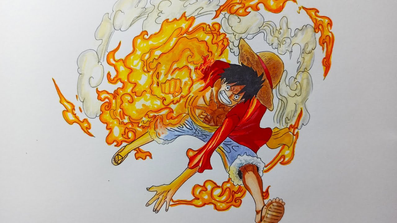 Drawing and Coloring Luffy Red Hawk From One Piece - YouTube