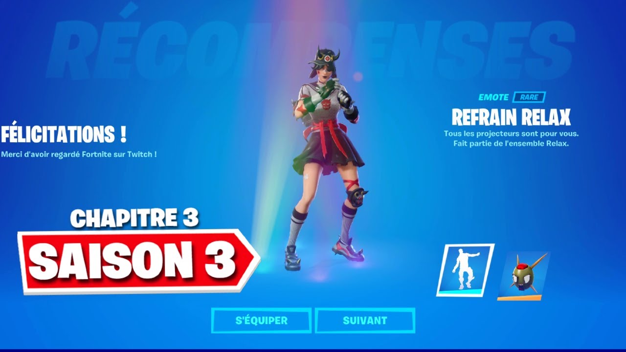 GRATUIT - NOUVELLE EMOTE "Refrain Relax" SUR FORTNITE ! TWITCH DROPS ...