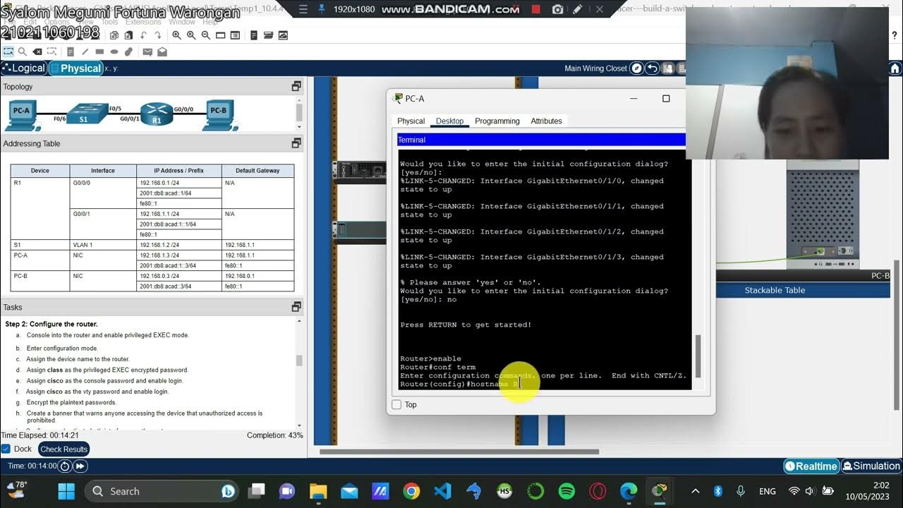 Tugas 4 - PRAK_JARKOMDAT_G [Packet Tracer - Build a Switch and Router Network - Physical Mode ...