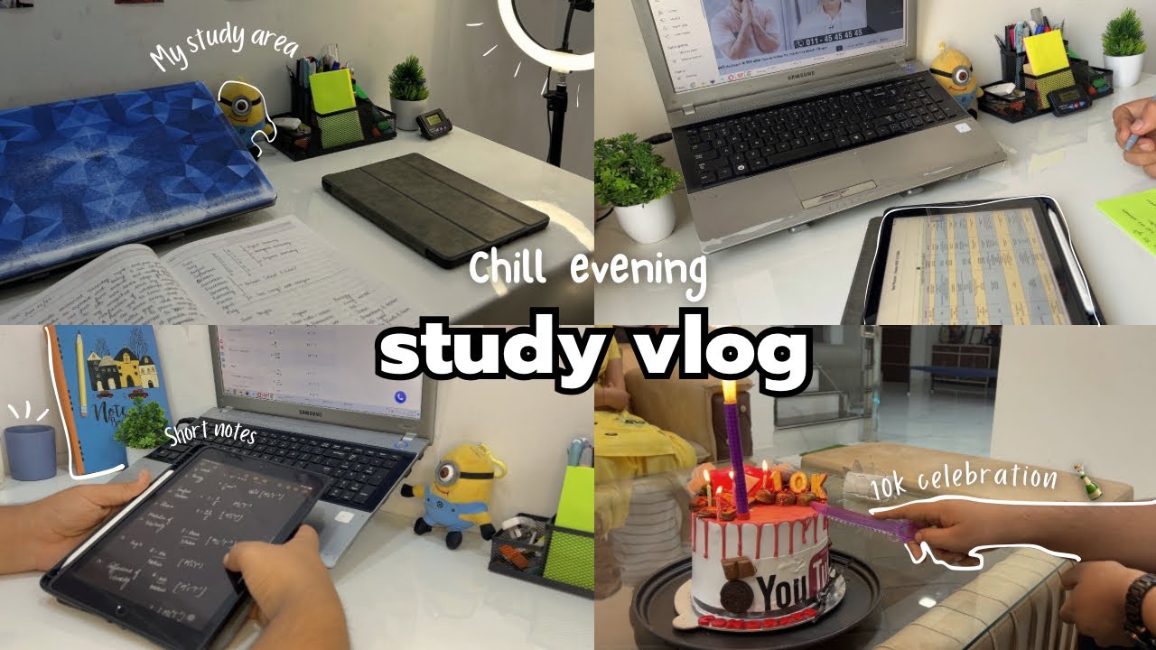 My chill evening study vlog 🍂 l 10k celebration 🍾 l neet study vlog ...