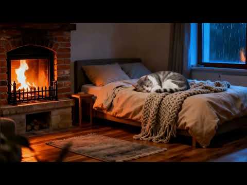 30 Min Sleep Music | Şömine ve Kedi Mırıltısı | Relaxing Fireplace & Cat Purring