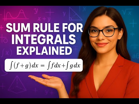 Sum Rule for Integrals Explained Step-by-Step ∫ (f + g) dx = ∫ f dx + ∫ ...