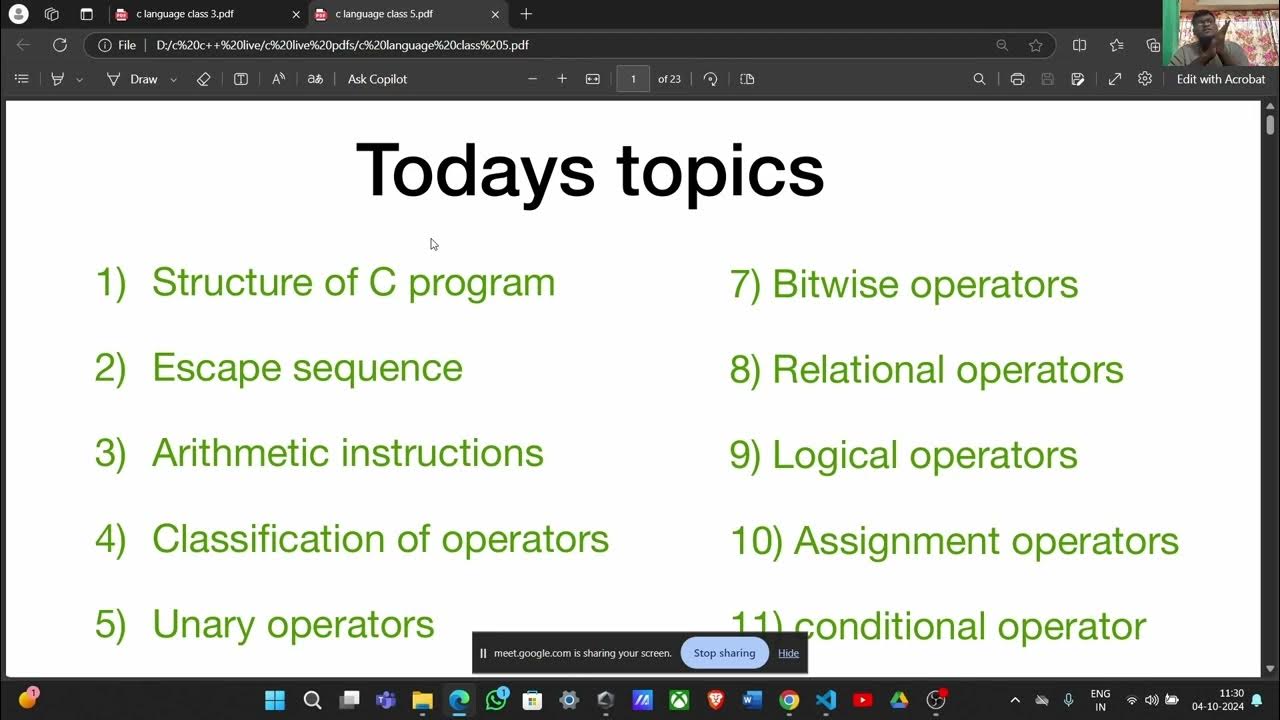 C language live class 2 || operators - YouTube