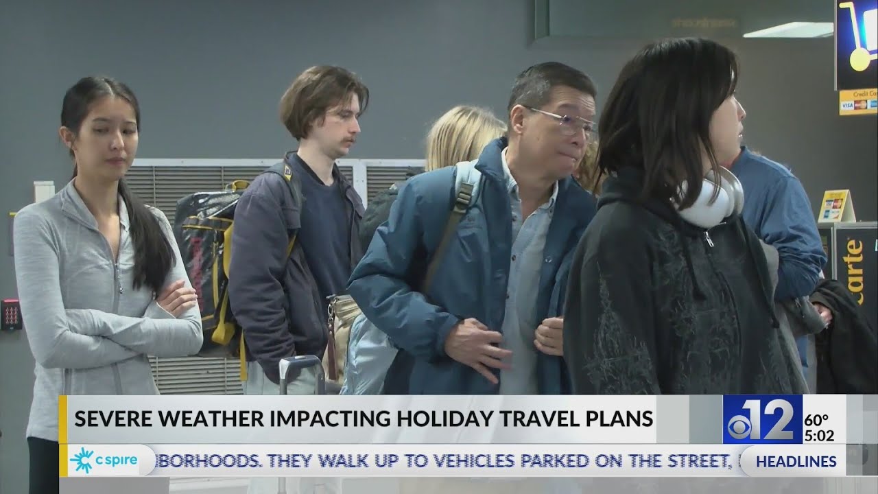 Severe weather impacting holiday travel plans at JAN - YouTube