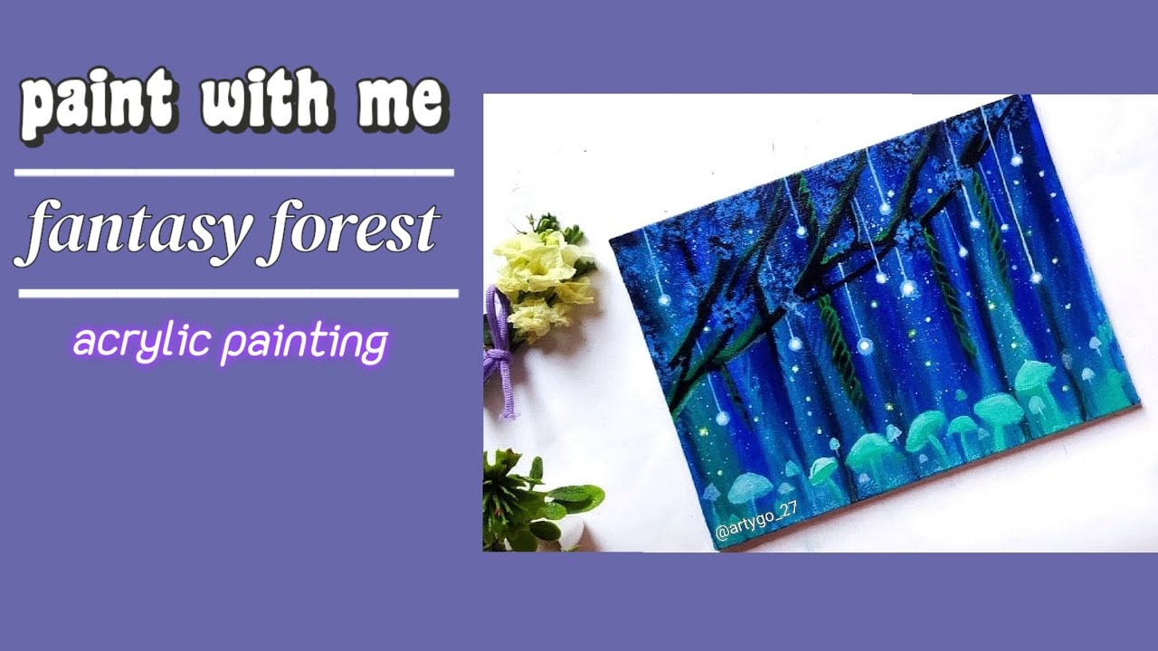 Easy fantasy forest painting for beginners. #acrylicpainting - YouTube