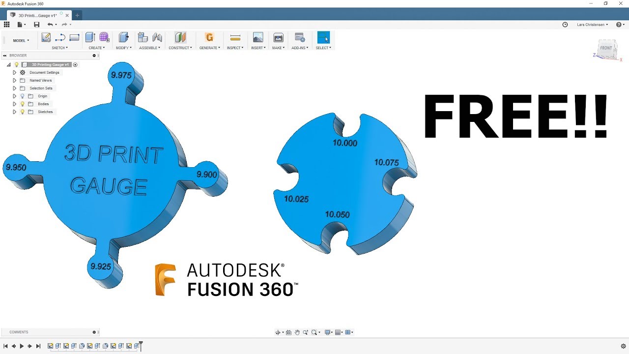 Free 3d Printing Gauge — Fusion 360 Tutorial — Larslive 195 Youtube