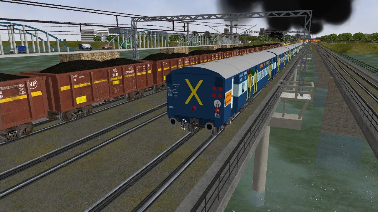 🛑 NAVYUG EXPRESS CROSSED FREIGHTS & PASSENGER TRAIN | REALISTIC SOUND | MSTS - YouTube