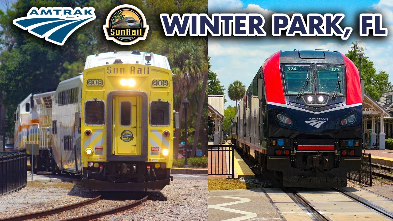 Amtrak & SunRail Trains in Winter Park, FL - May 2024 - YouTube