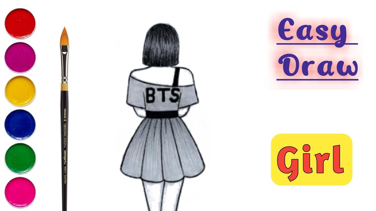 How to draw bts girl|Easy bts girl drawing|Simple bts girl drawing ...