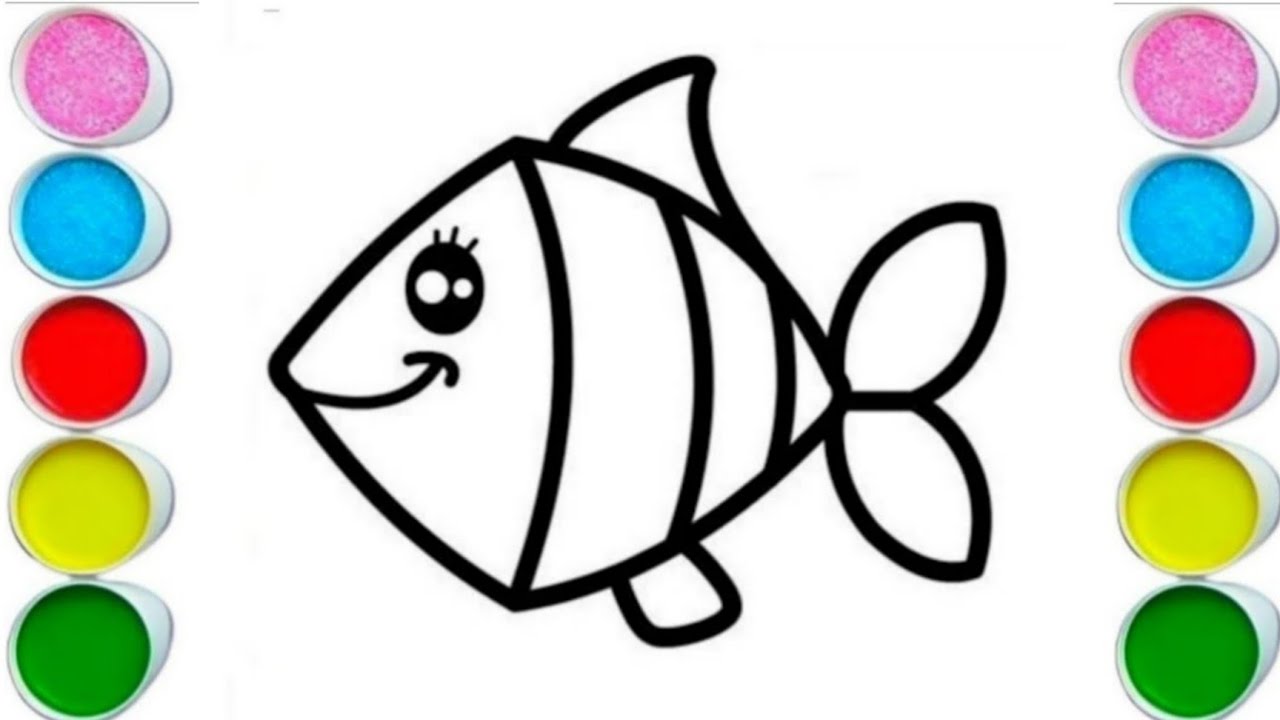Fish Drawing, Painting & Colouring for Kids | Toddler Art | How to Draw ...