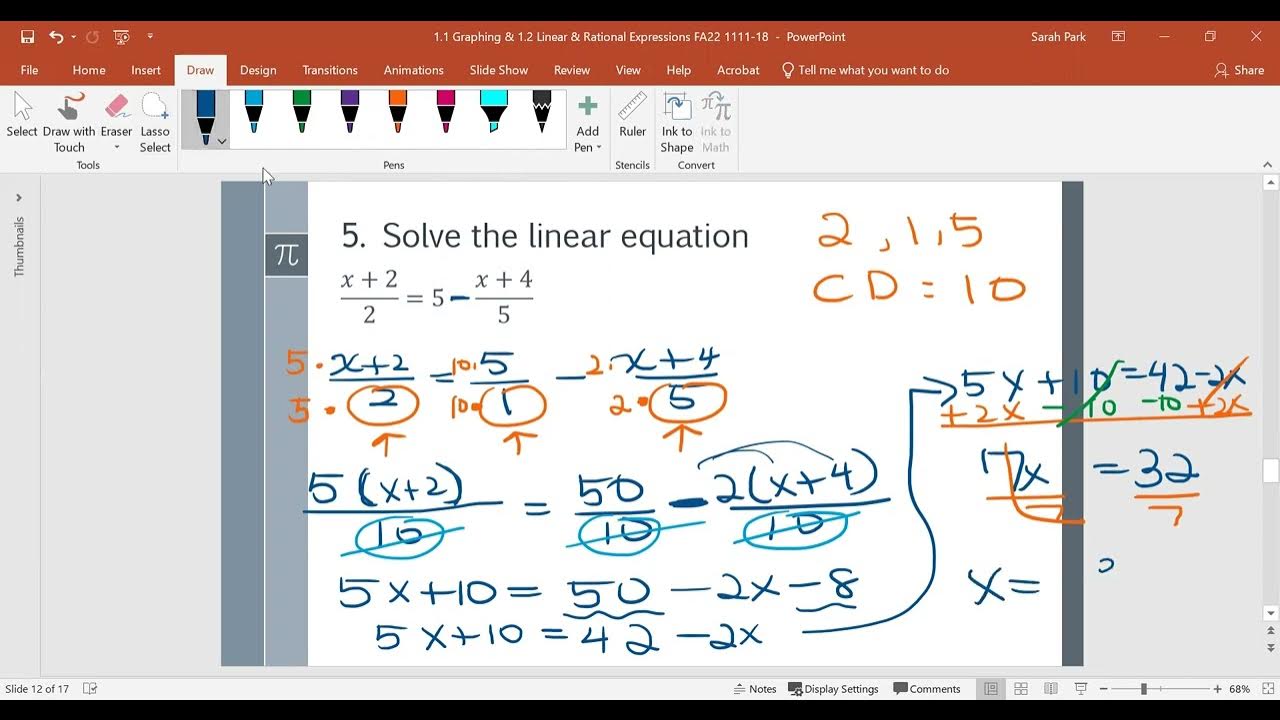 1.1 Graphing & 1.2 Solving Linear Equations and Rational Equations ...