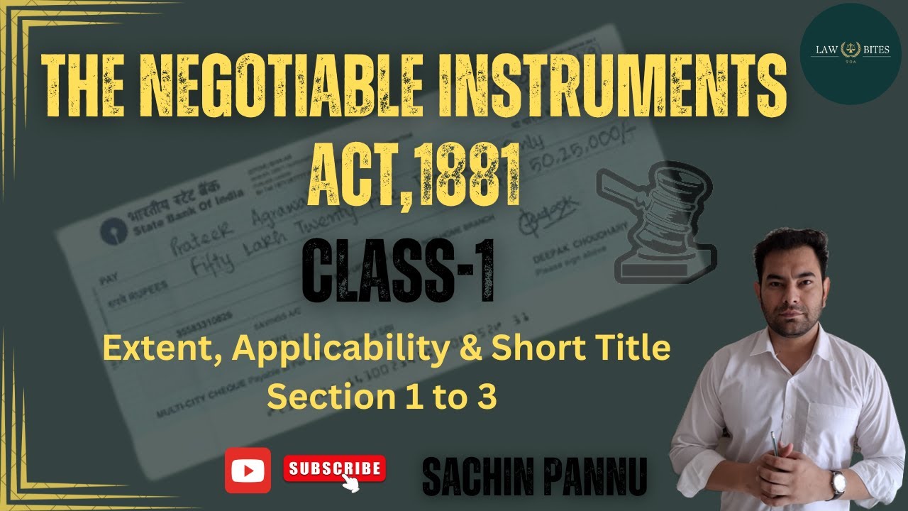 Negotiable Instruments Act 1881 - Extent, Applicability & Short Title ...