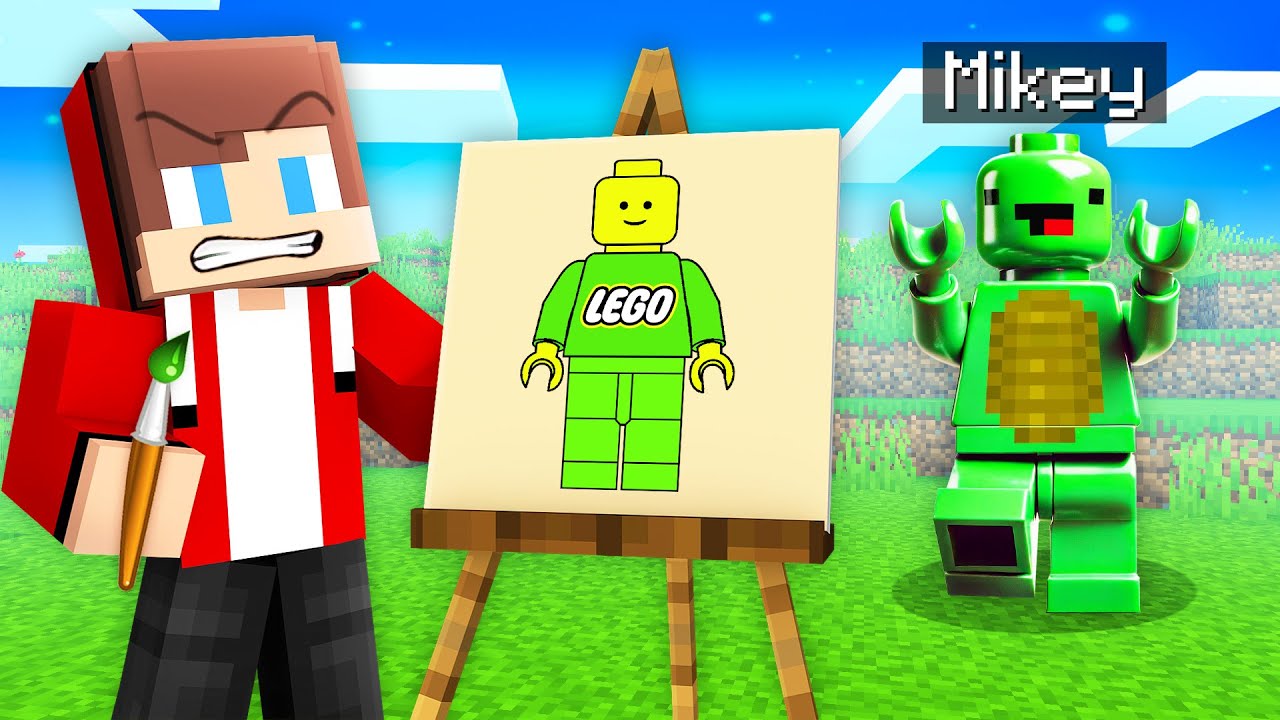 JJ and Mikey Use Draw Mod for LEGO Prank - Minecraft Maizen - YouTube