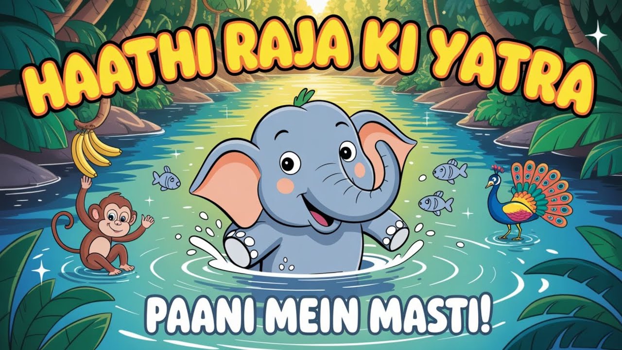 🎵🐘 Haathi Raja Ki Nadi Yatra🐘🎵 | Funny Elephant Adventure Poem for Kids ...