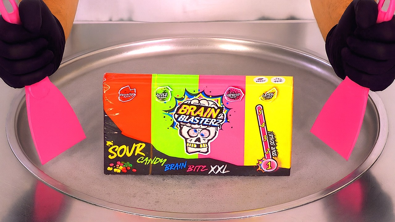 Extreme Sour Brain Blasterz Ice Cream Rolls Challenge | ASMR 🔴🟢🟣🟡 - YouTube