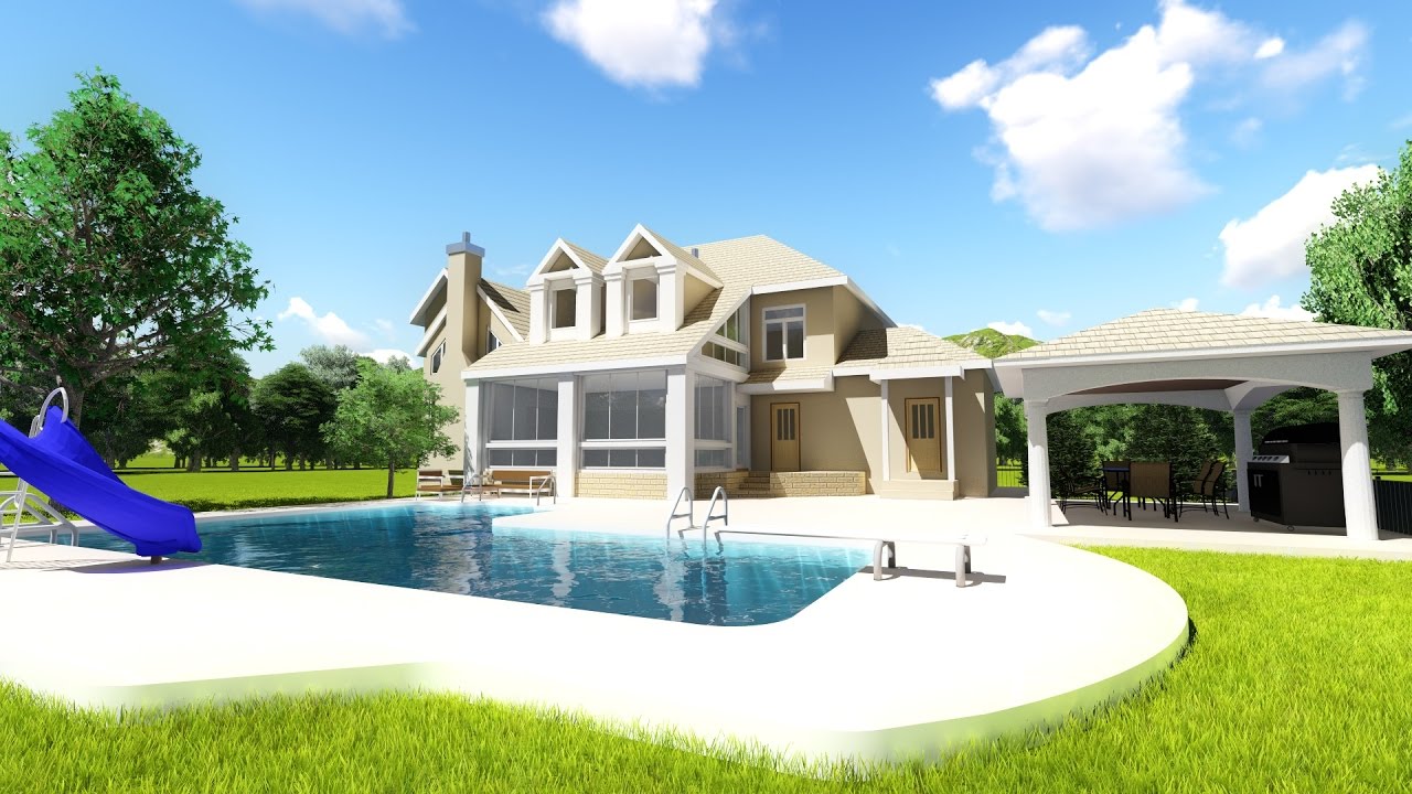 House with pavilion - Archicad 20 - SketchUp - Lumion 6 - YouTube