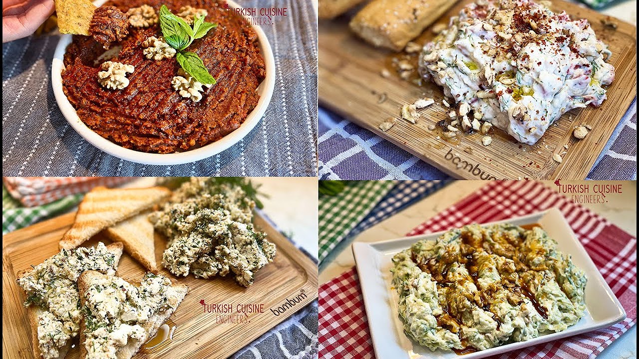 4 Different Turkish Appetizer Recipe ! Easy To Make ! 4 Farklı Meze ...