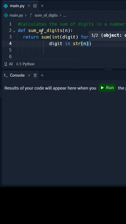 Sum of Digits in Python| 30-Day Python Challenge | Top Interview Questions #viral #shorts - YouTube