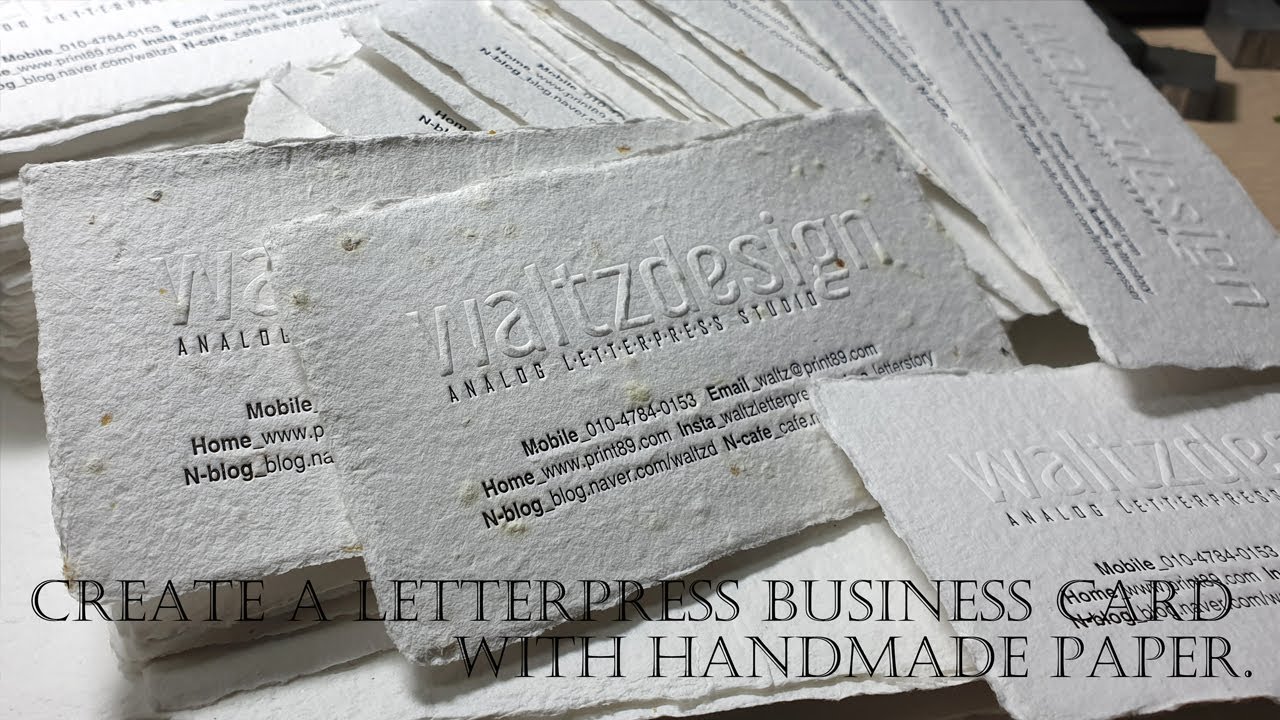 Create a letterpress business card with handmade paper. 수제종이로 레터프레스 고급 ...