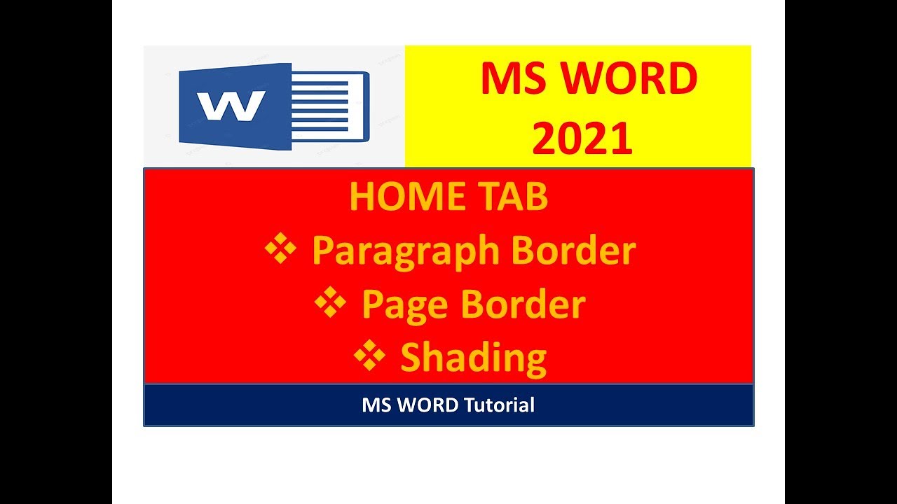 How to apply Paragraph Border, Page Border and shading in MS Word||MS ...