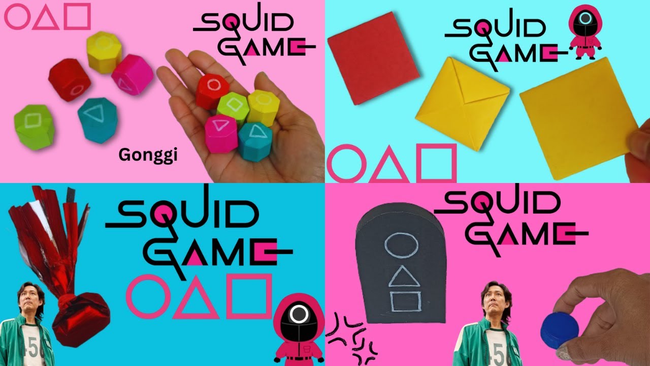 DIY ALL GAMES OF SQUIDGAME | Best paper toys | How to make paper ddakji ...