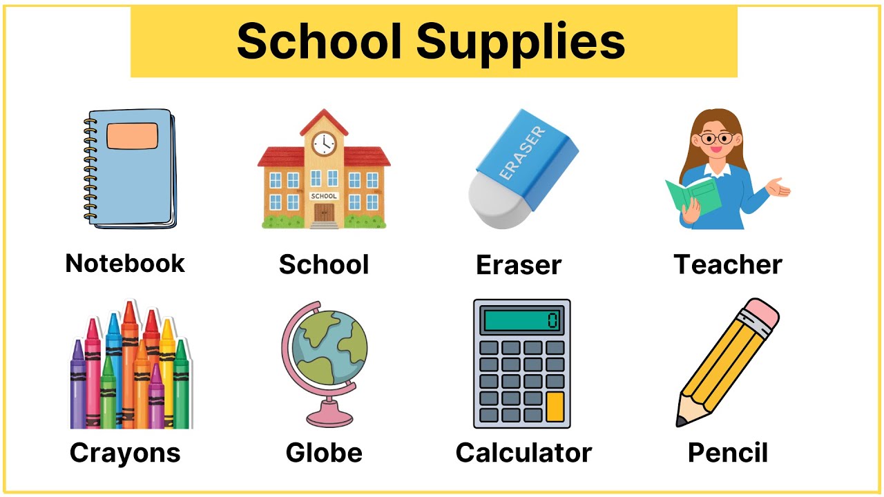 School Supplies | School Vocabulary in English - YouTube