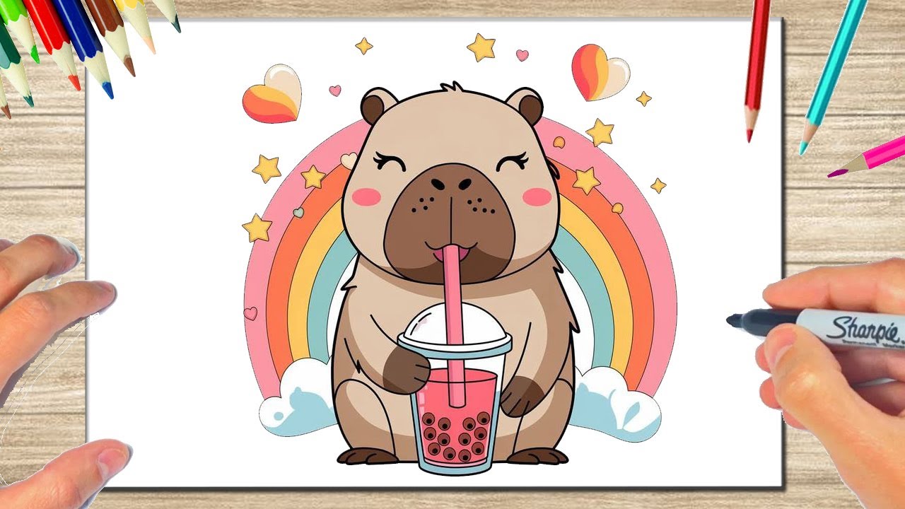 Como Dibujar un CAPIBARA KAWAII 🌈🦦 | Paso a Paso | Para NIÑOS - YouTube