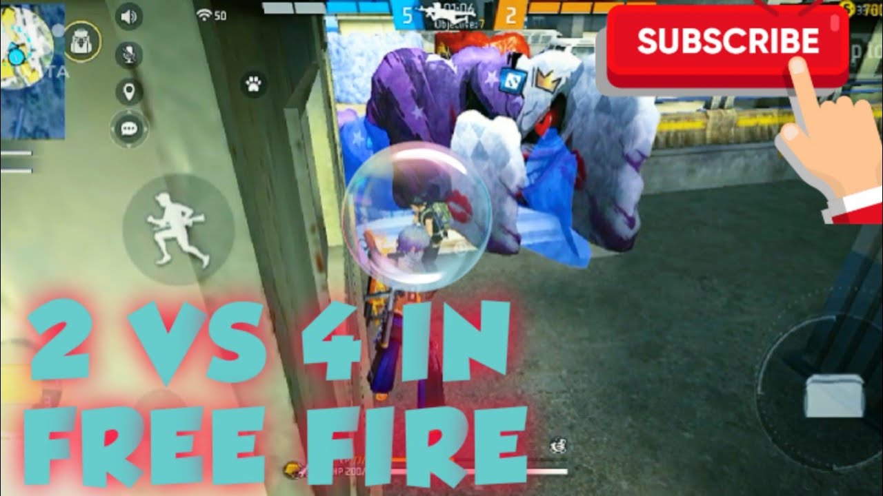 2 vs 4 free fire || 2 vs 4 free fire custom - YouTube