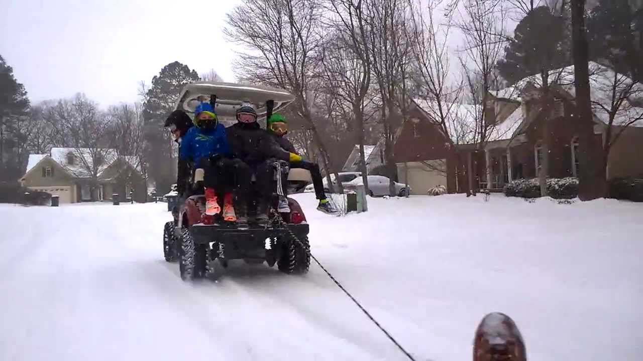 Snow Tubing behind Dr. J's Jacked Up Golf Cart - YouTube