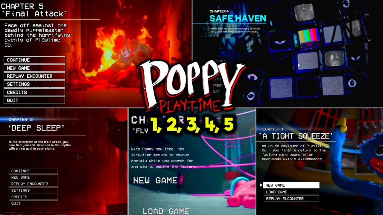 Poppy Playtime Chapter 1 2 3 4 5 - All Main Menu Comparison (Concept ...