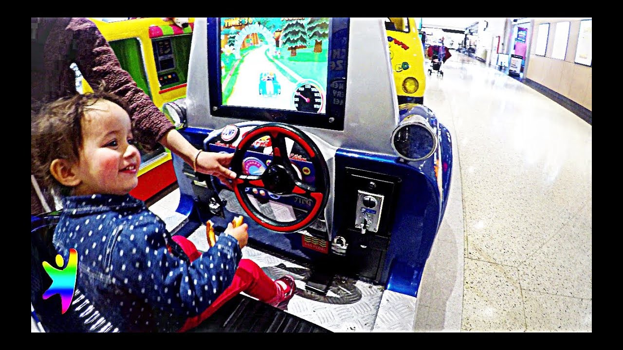 Cute Girl Rides Children Cars at Shopping Mall Fun | PET SHOP | Family ...