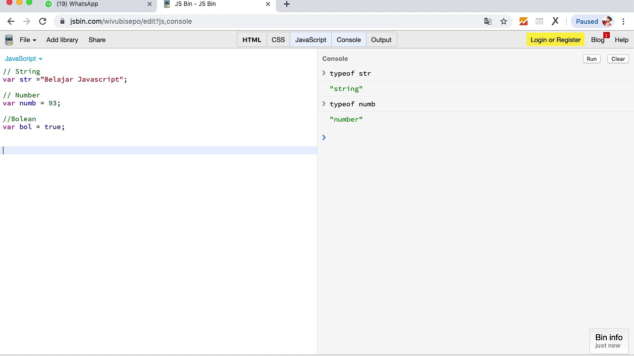 Tutorial Javascript from Newbie To Master Part 1 "Pengenalan Type Data ...