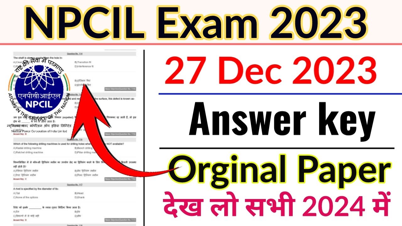 NPCIL Kakrapara Answer key 2023 | Npcil 27 Dec Question Paper 2023 ...