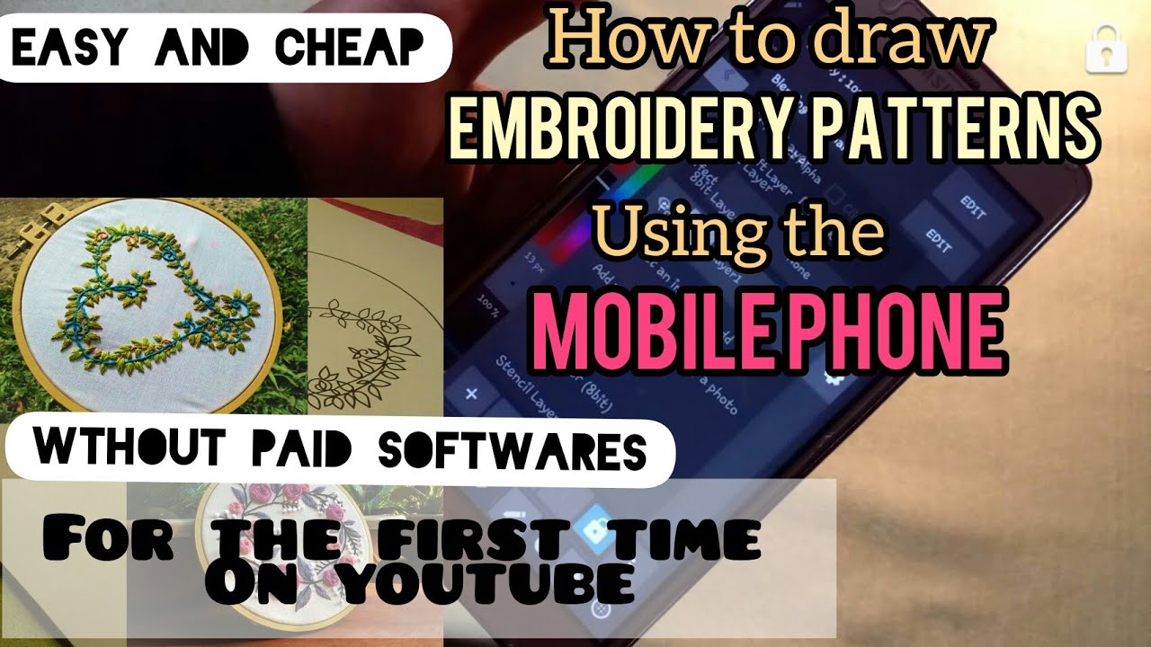 How to draw Embroidery patterns using your MOBILE PHONE !! For the ...