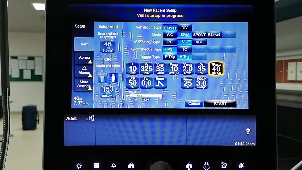 Setting SIMV VC PS PB980 - YouTube