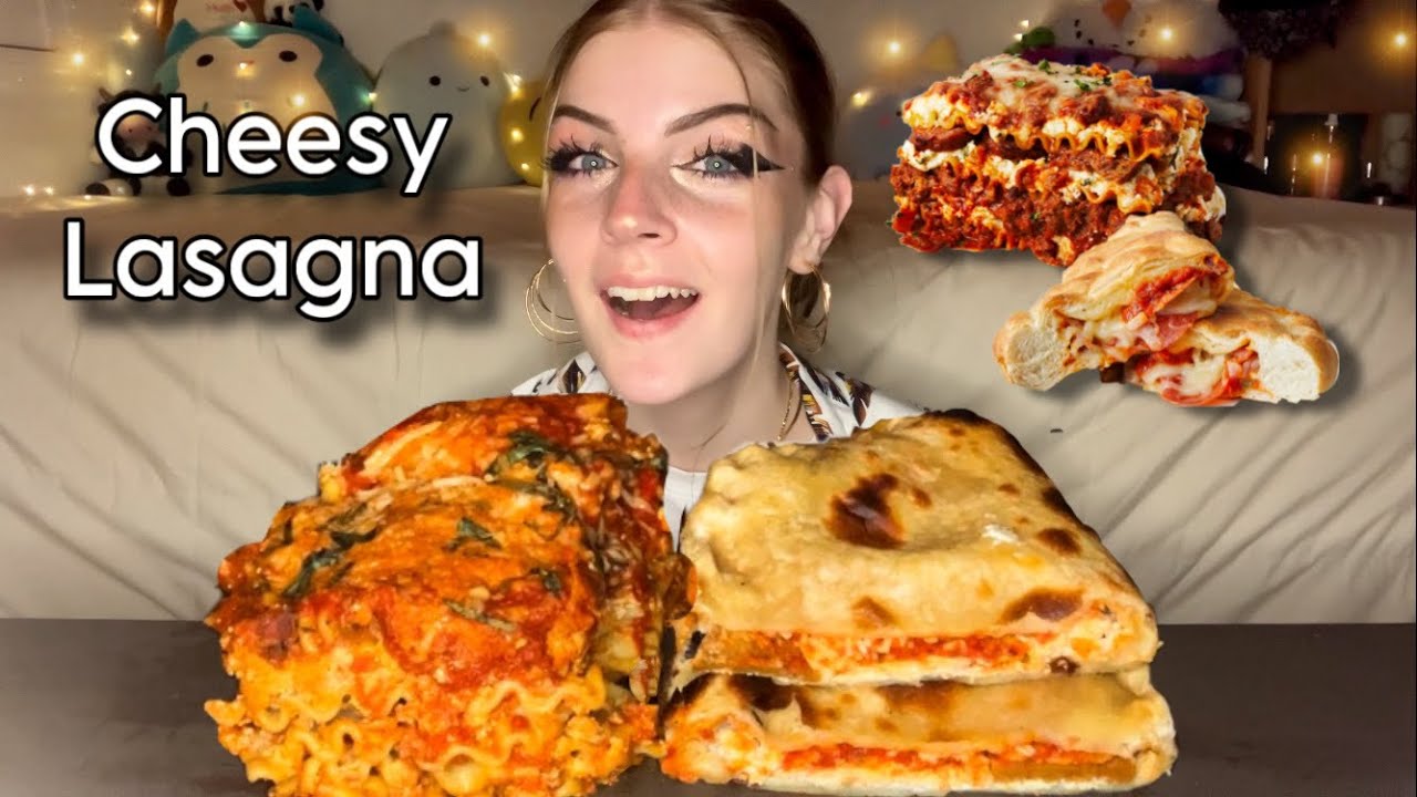 CHEESY LASAGNA AND CALZONE MUKBANG! (Vegan) - YouTube