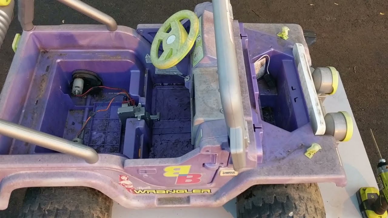 How to disassemble a Power Wheels Barbie Jeep Wrangler kids riding toy ...