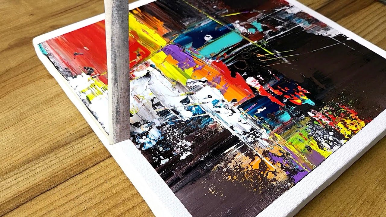 How To Draw Abstract Painting Using Acrylic Paints / Easy For Beginners ...