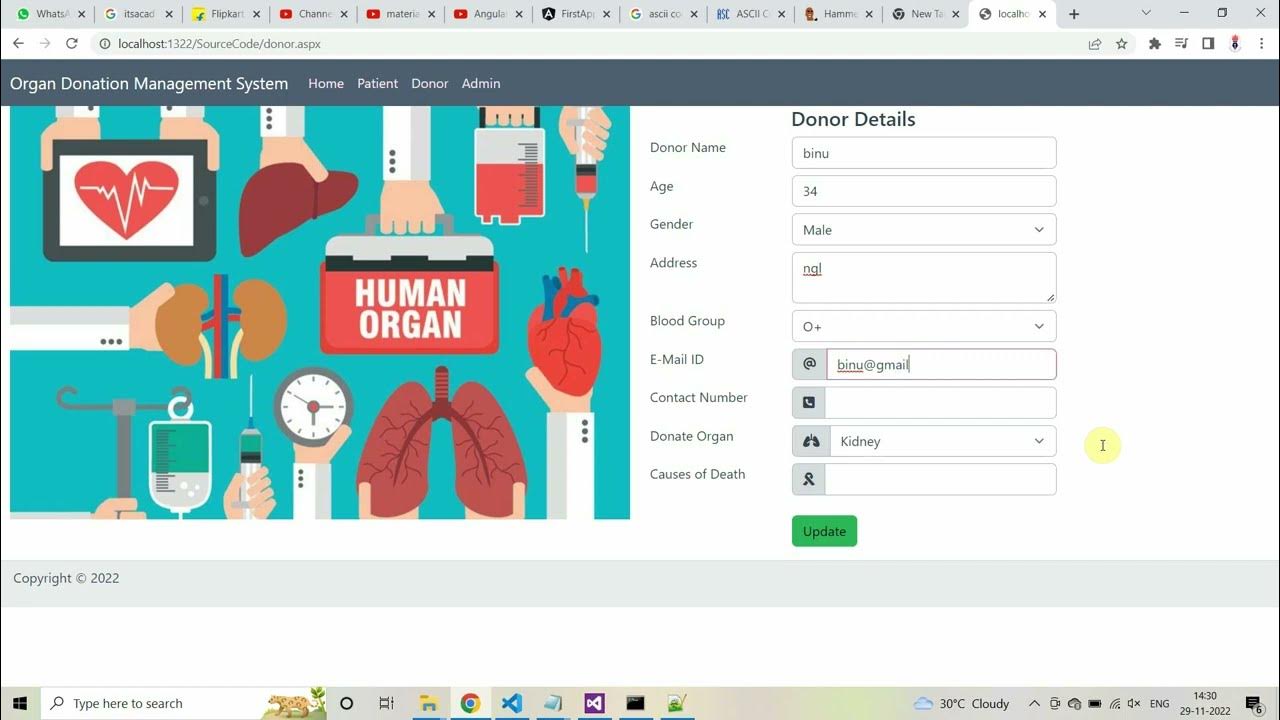 Organ Donation Management System Project | Bootstrap | CSS3 | Full Responsive | ASP.Net -A071 ...
