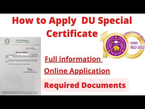 How to Apply DU Special Certificate 2022 || University of Delhi - YouTube