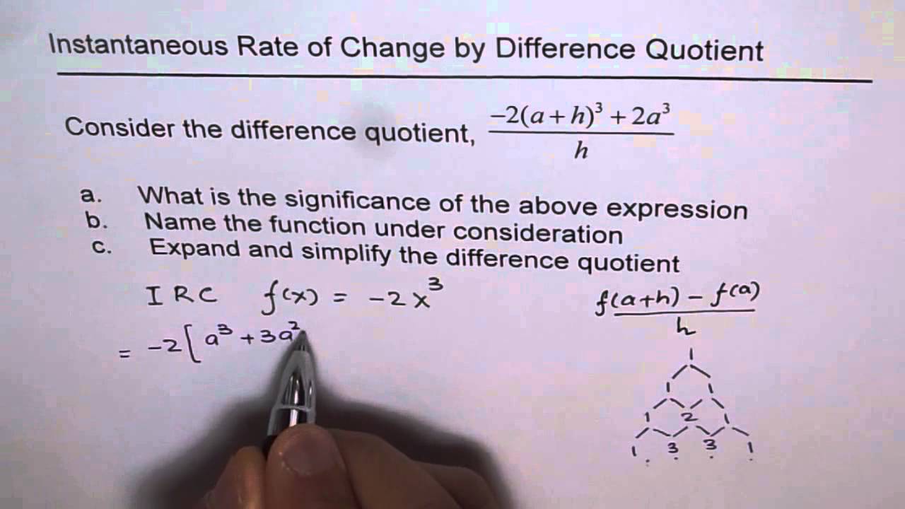 Rate of Change Difference Quotient of Cubes - YouTube