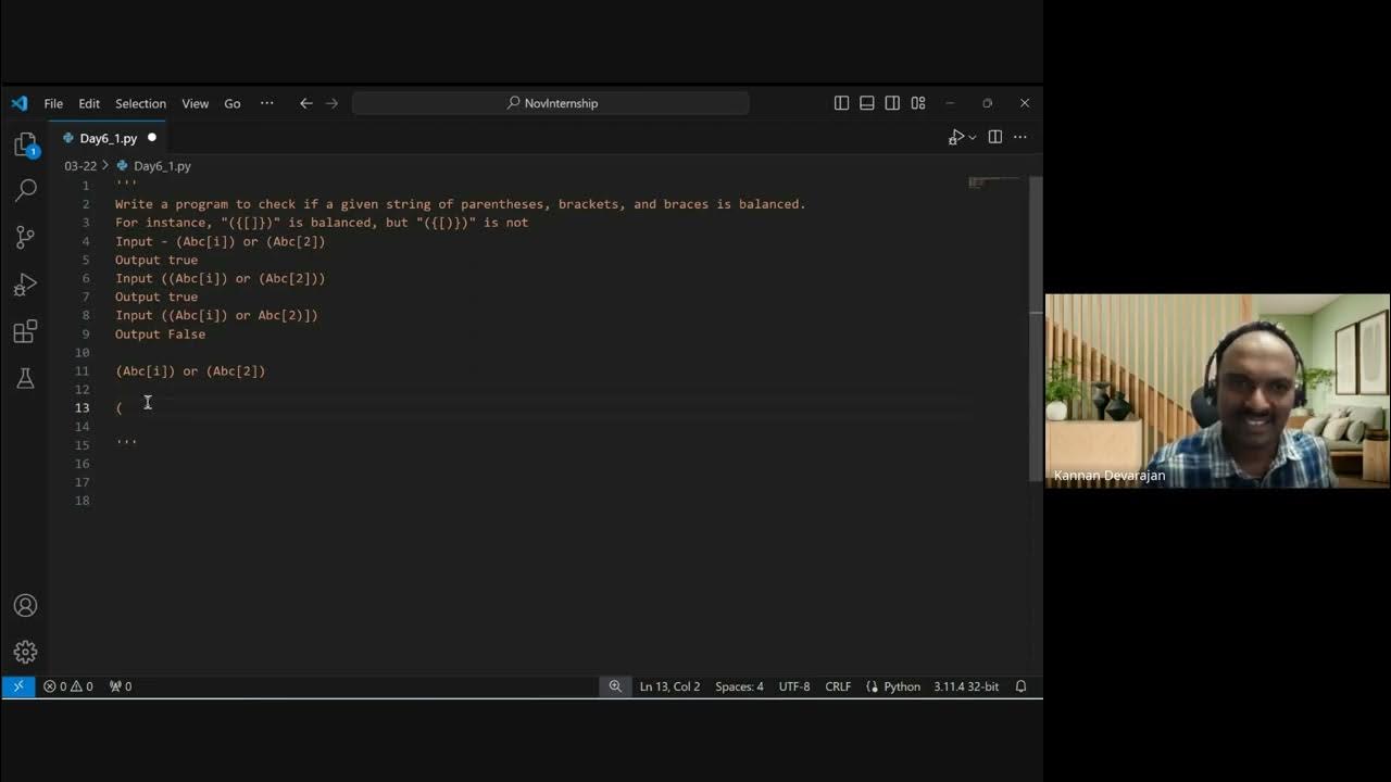 Python - Logic thinking by solving balanced expression problem (in Tamil) - YouTube