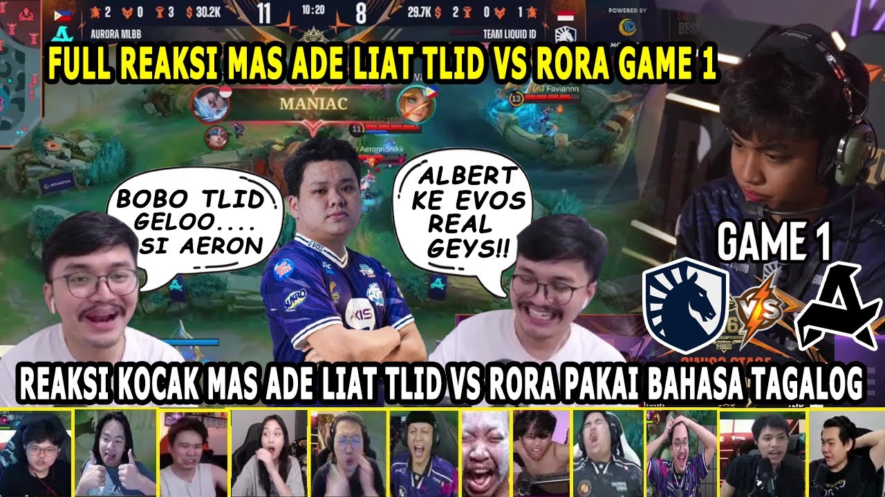 REAKSI MAS ADE SETIAWAN LIAT TLID VS RORA GAME 1 REACTION STREAMER ...