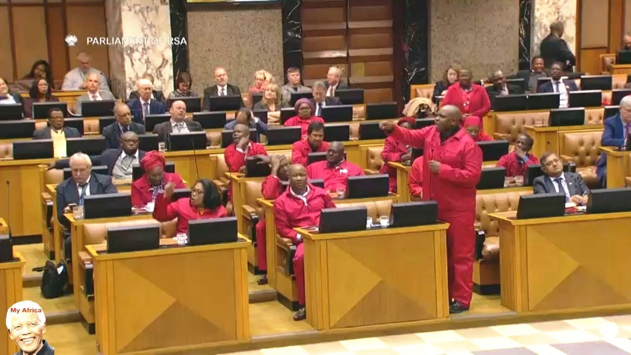 Chaos In Parliament - EFF vs Cyril Ramaphosa On Land Reform - YouTube