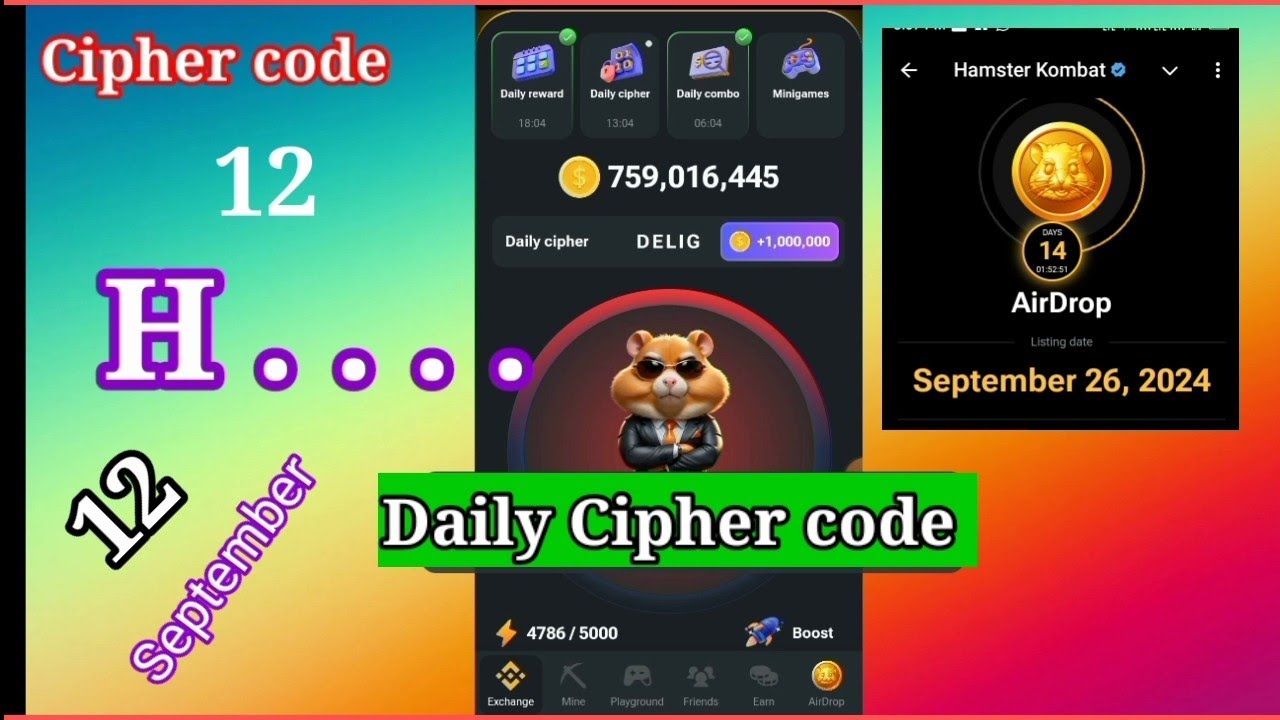 #daily cipher code 12 September#Hamster combat daily cipher code#combo ...