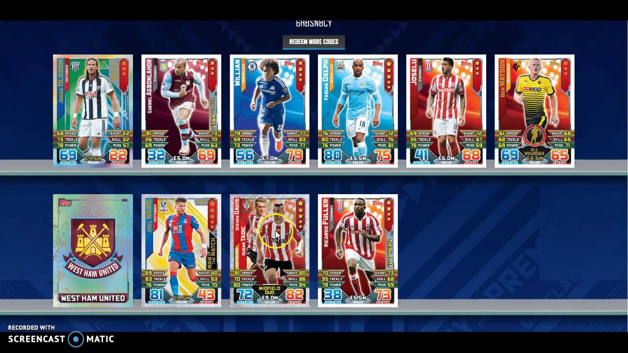 Redeeming Codes - Match Attax Live - MAL - YouTube