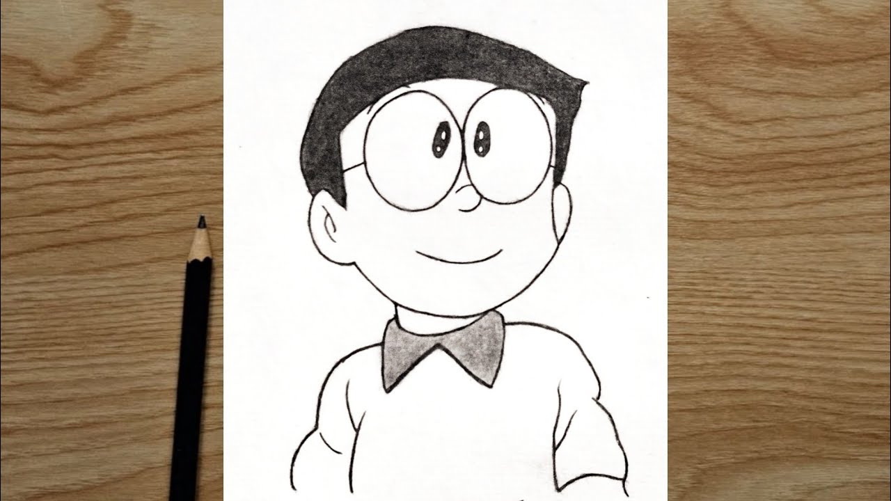 Nobita from Doraemon step by step drawing | Easy drawing ideas for ...