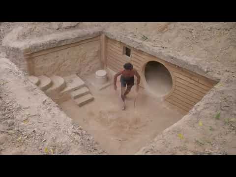Underground House Building Art Mud Pool in Underground House - YouTube